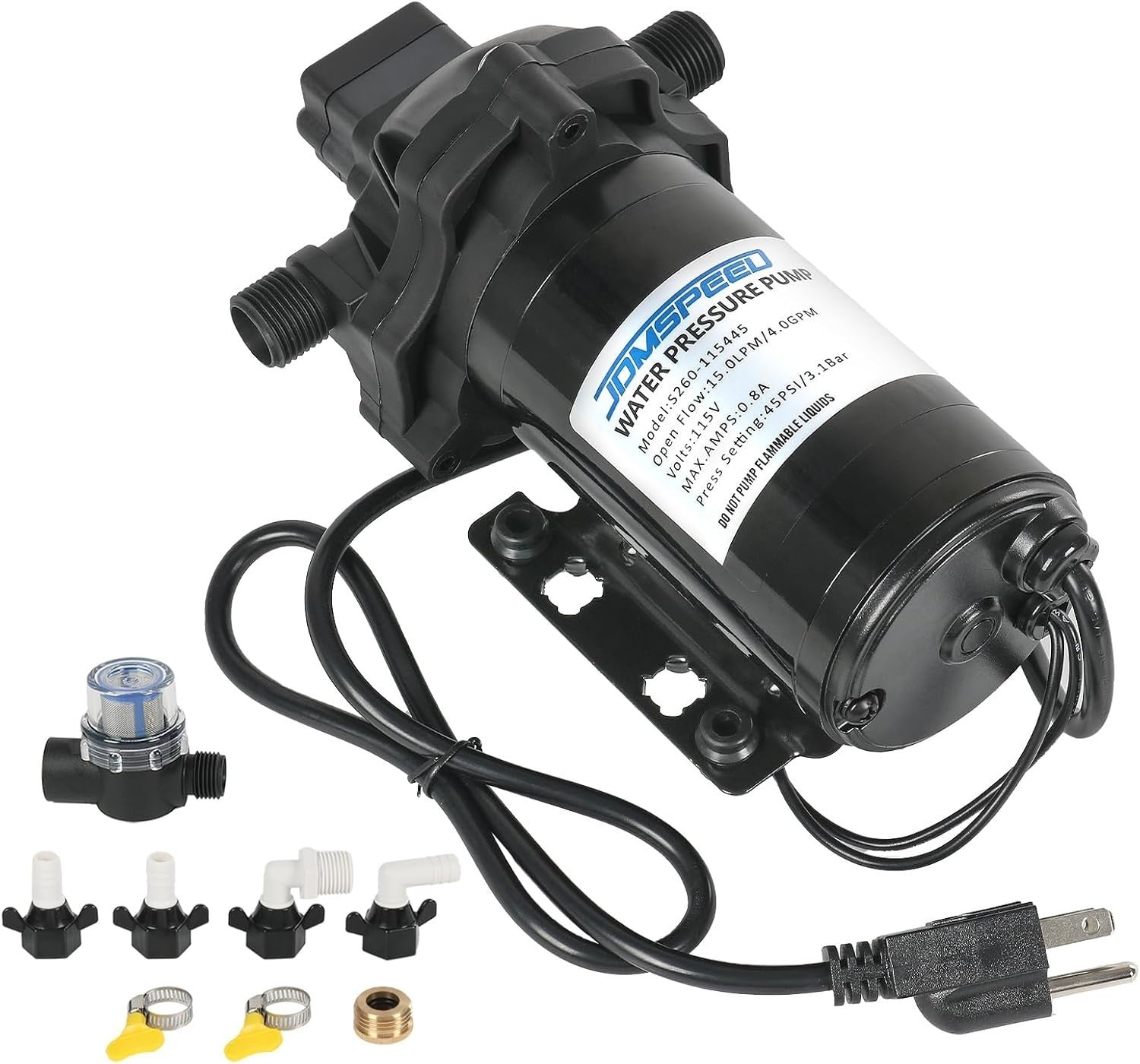 4.0 GPM 12V DC 45 PSI Revolution Water Pump with Pressure Switch Compa ...